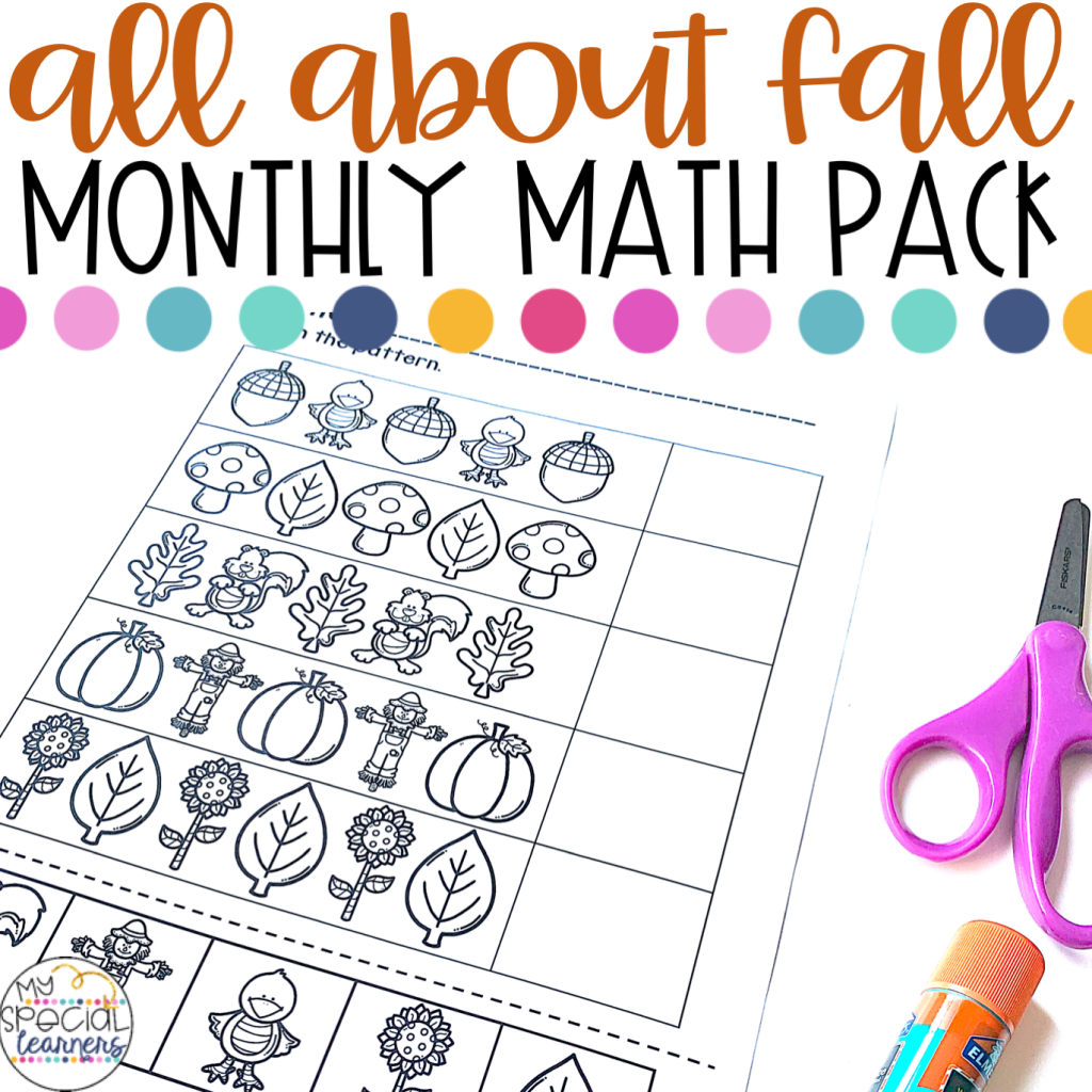 All About Fall Math Printables for Special Education - My Special Learners